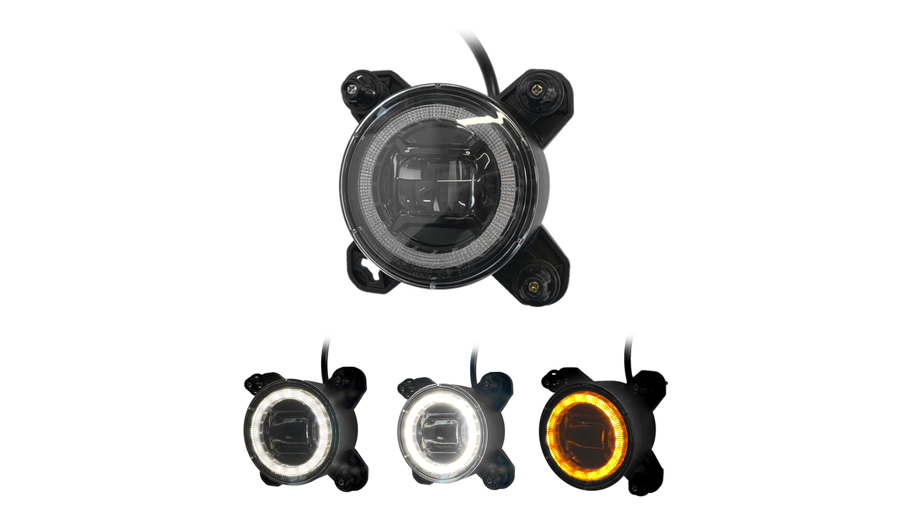 Built-in LED headlight ø90 with fog light, DRL, position and direction ...